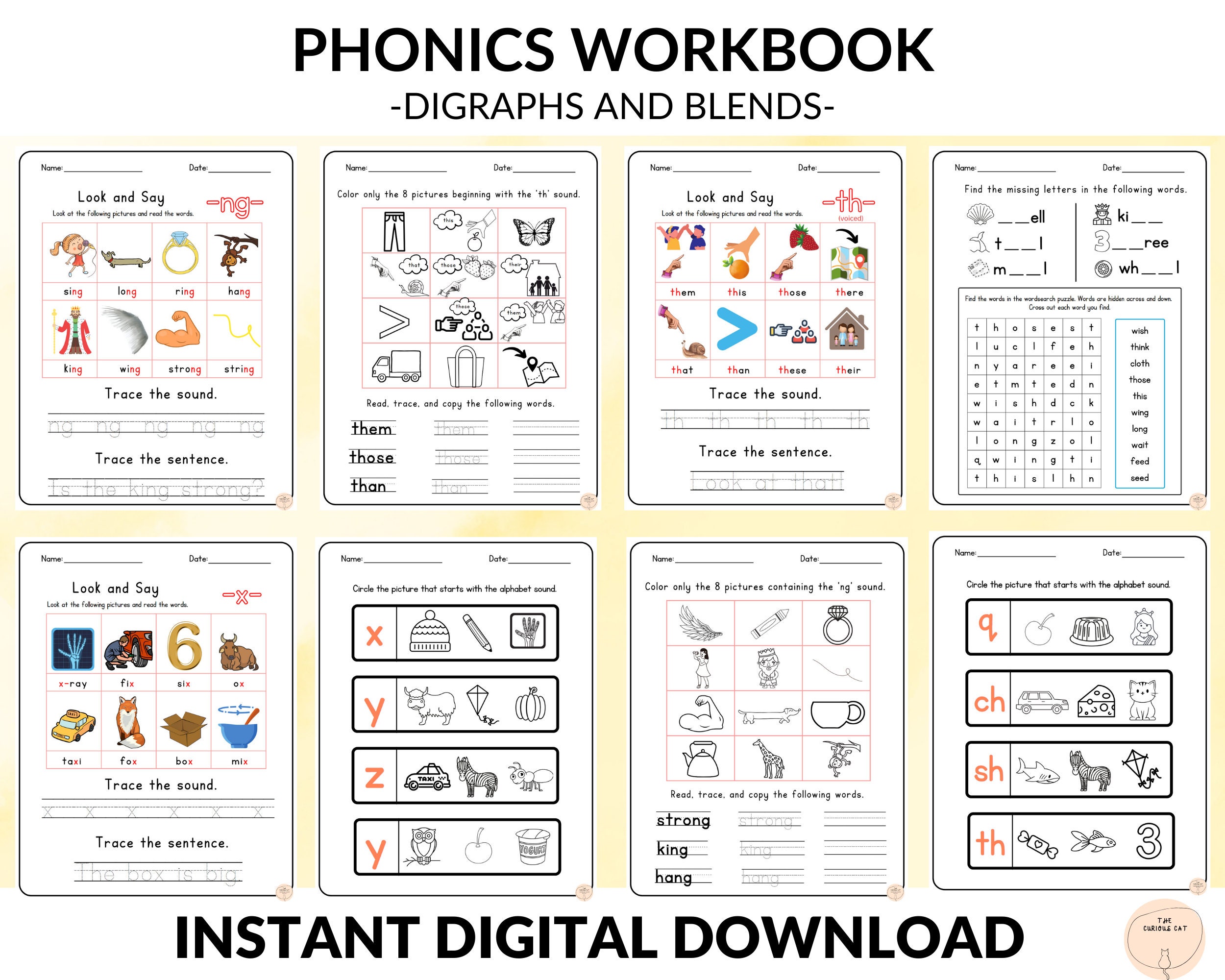Phonics Worksheets for 2nd Grade, Spelling, Digraphs and Blends ...