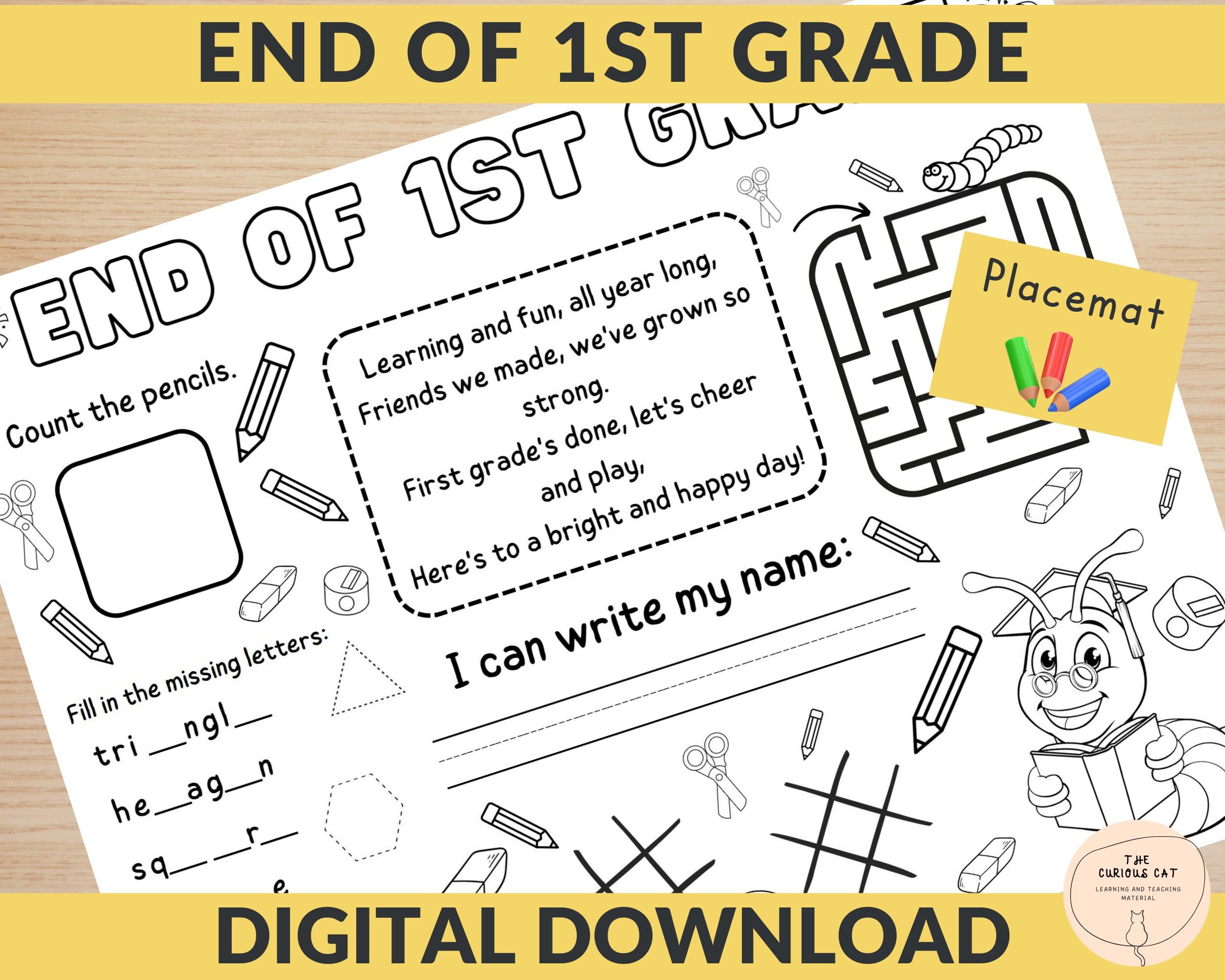 Graduation 1st Grade Worksheet, End of School Year Activity Printable ...