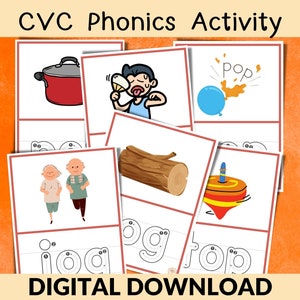 Phonics Flashcards for Kindergarten | CVC Word Builder | Trace the Word ...
