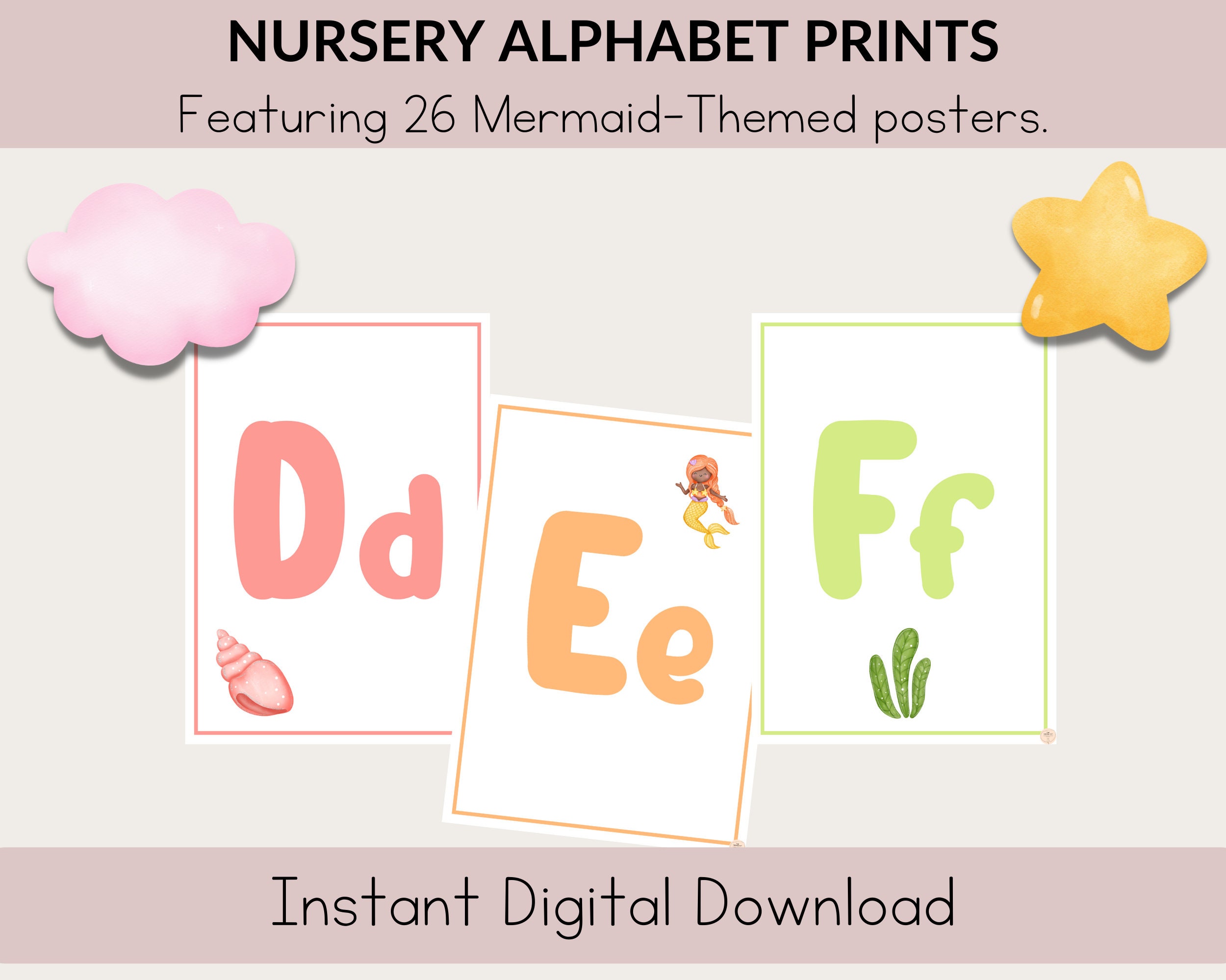 Alphabet Posters, Nursery Decor, Educational Wall Art Printable, ABC ...