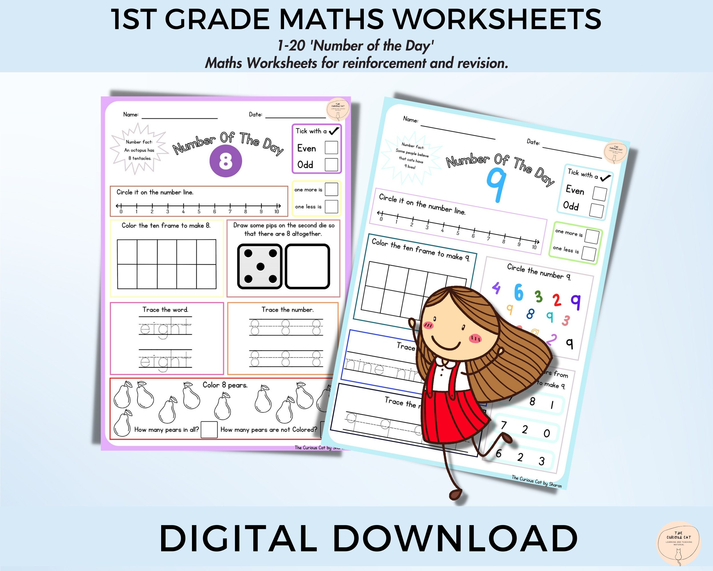 Maths Worksheets 1st Grade Printouts, Numbers 1 Till 20 Revision Work ...