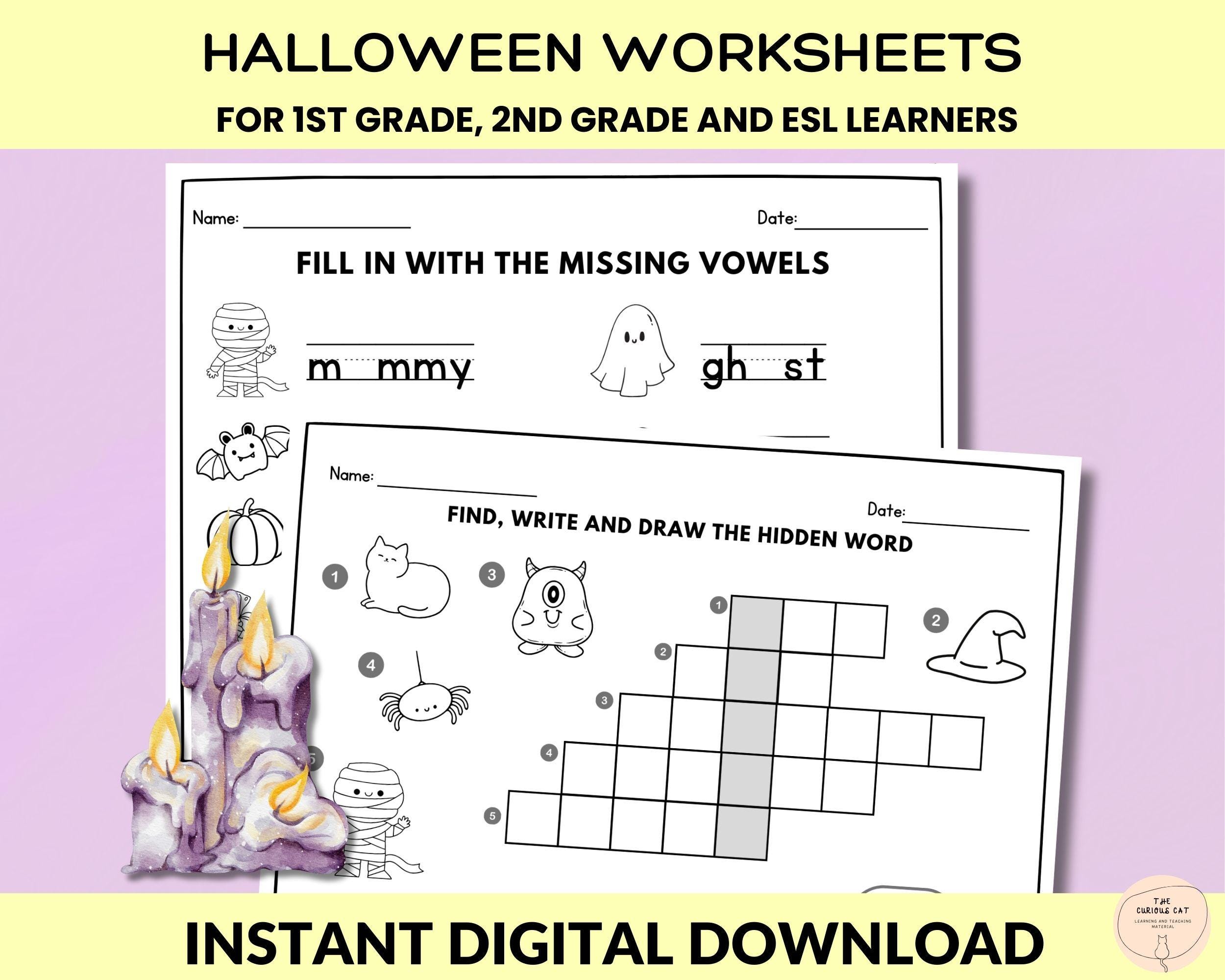1st Grade 2nd Grade, ESL Printables, Halloween Vocabulary, Reading ...