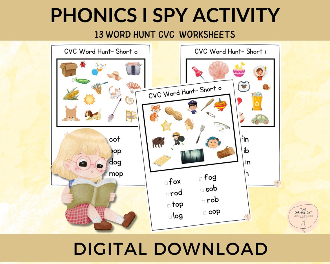 Phonics Worksheets, Kindergarten CVC, I Spy Printables, Activity ...
