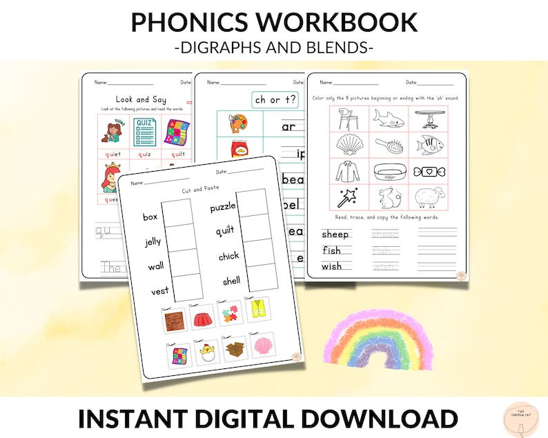Phonics Worksheets for 2nd Grade Digraphs and Blends Reading and ...