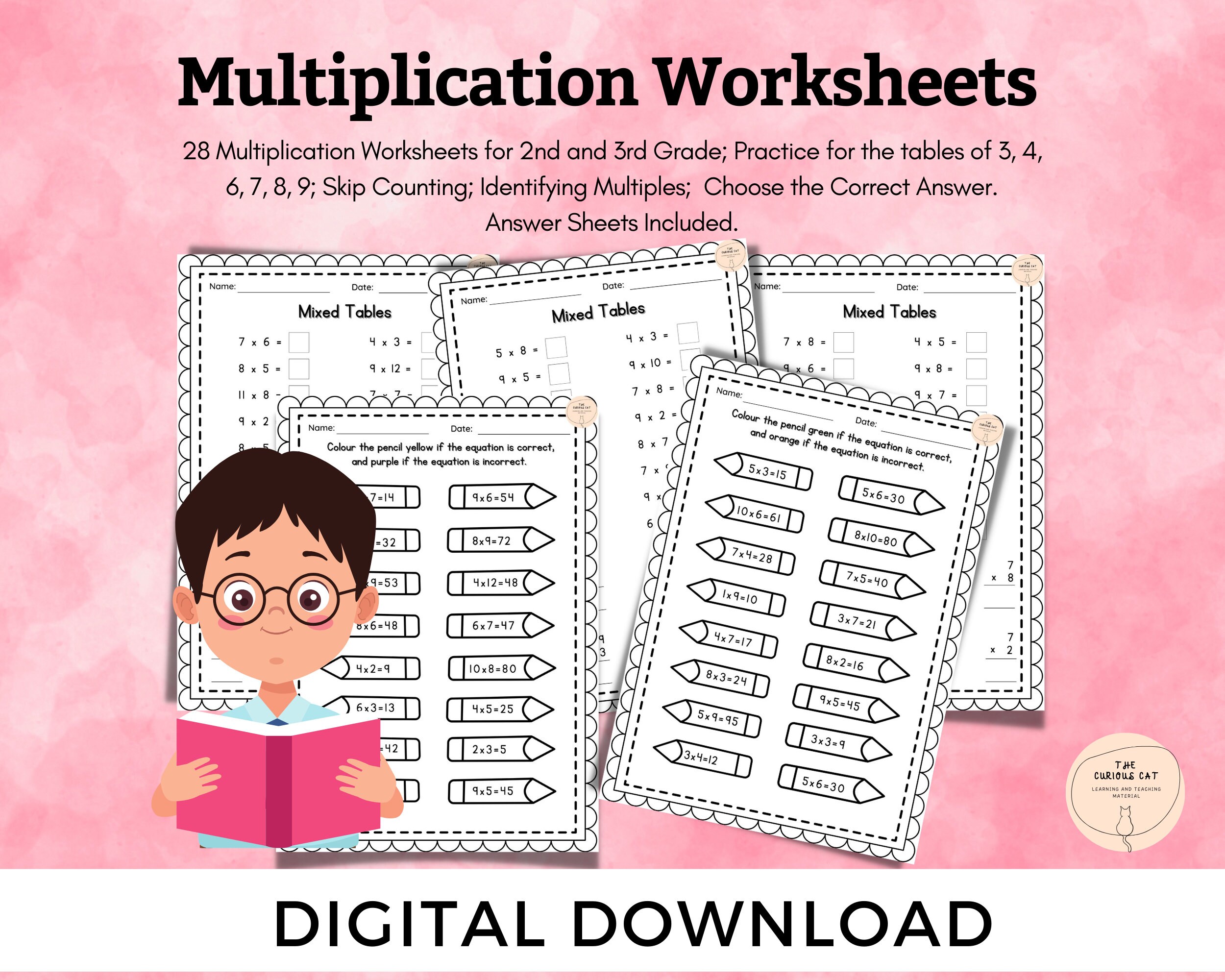 Maths Worksheets, Multiplication Printouts for 2nd and 3rd Grade With ...