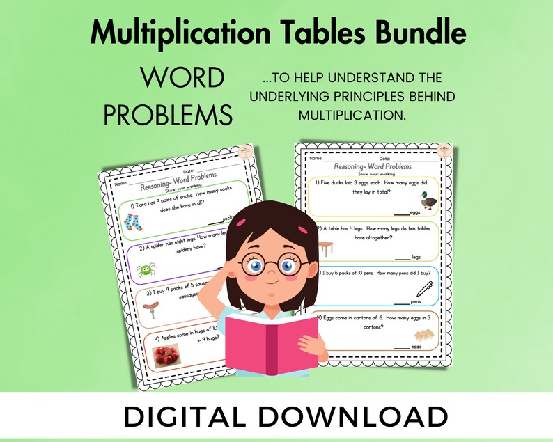 3rd Grade Maths Worksheets, Multiplication Printables, Digital Download ...