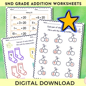 30 Addition Worksheets for 2nd Grade, Maths Printables, Addition Facts ...