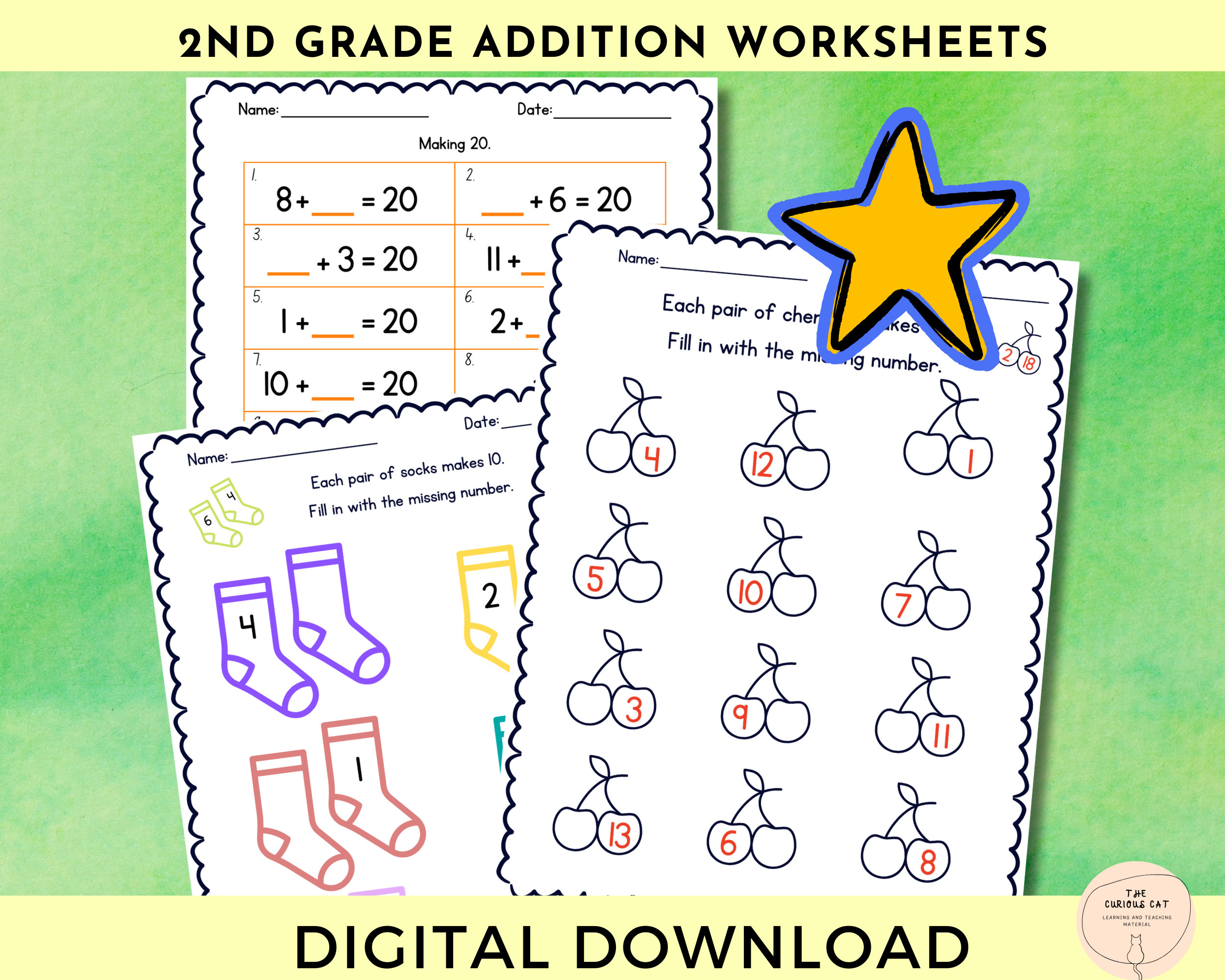 30 Addition Worksheets for 2nd Grade, Maths Printables, Addition Facts ...