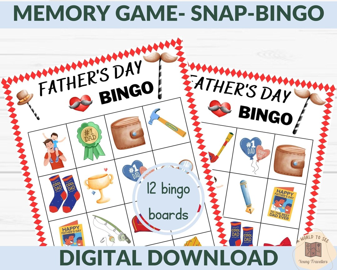 Father's Day Game Pack, Bingo, Snap and Memory Games, Father's Day Fun ...