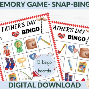 Father's Day Game Pack, Bingo, Snap and Memory Games, Father's Day Fun ...