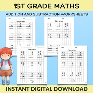 Maths Worksheets, 1st Grade Maths Printouts, Addition & Subtraction ...