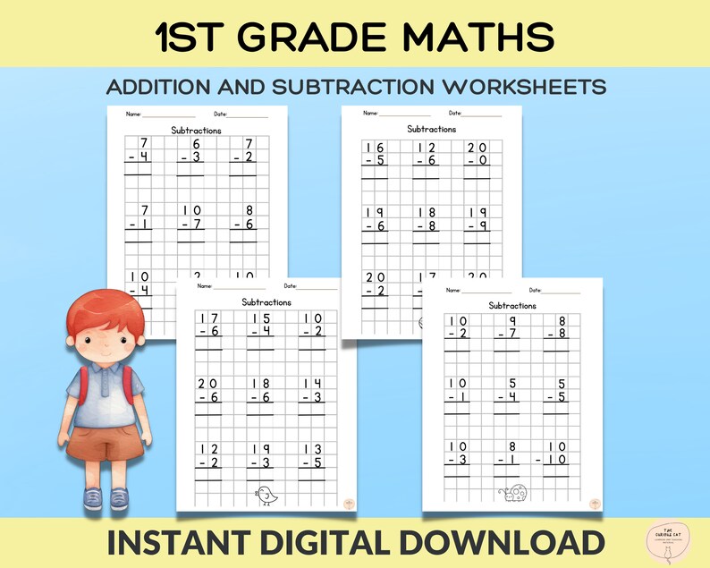 Maths Worksheets, 1st Grade Maths Printouts, Addition & Subtraction ...