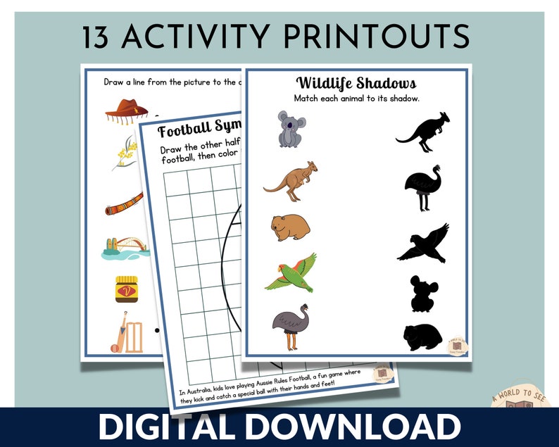 Country Study Printable, Travel Activity, Australia Learning & Travel ...