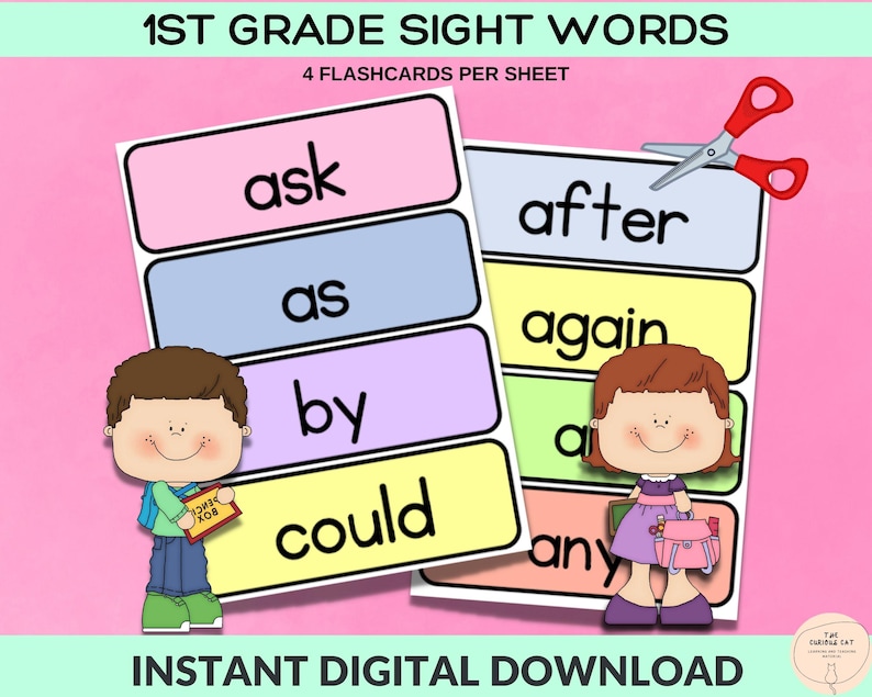 1st Grade Sight Words, High Frequency Flashcards for First Grade ...