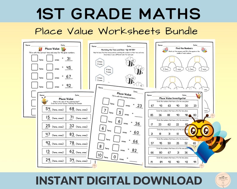 1st Grade Maths Worksheets Maths Printables for 1st Grade Place Value ...