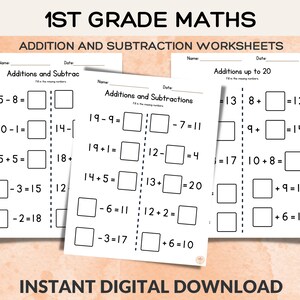 Addition and Subtraction Worksheets 1st Grade Maths - Etsy