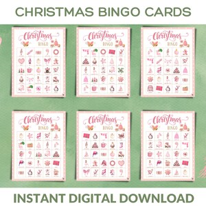 Pink Christmas Bingo Game; Bingo Cards Activity for All the Family ...