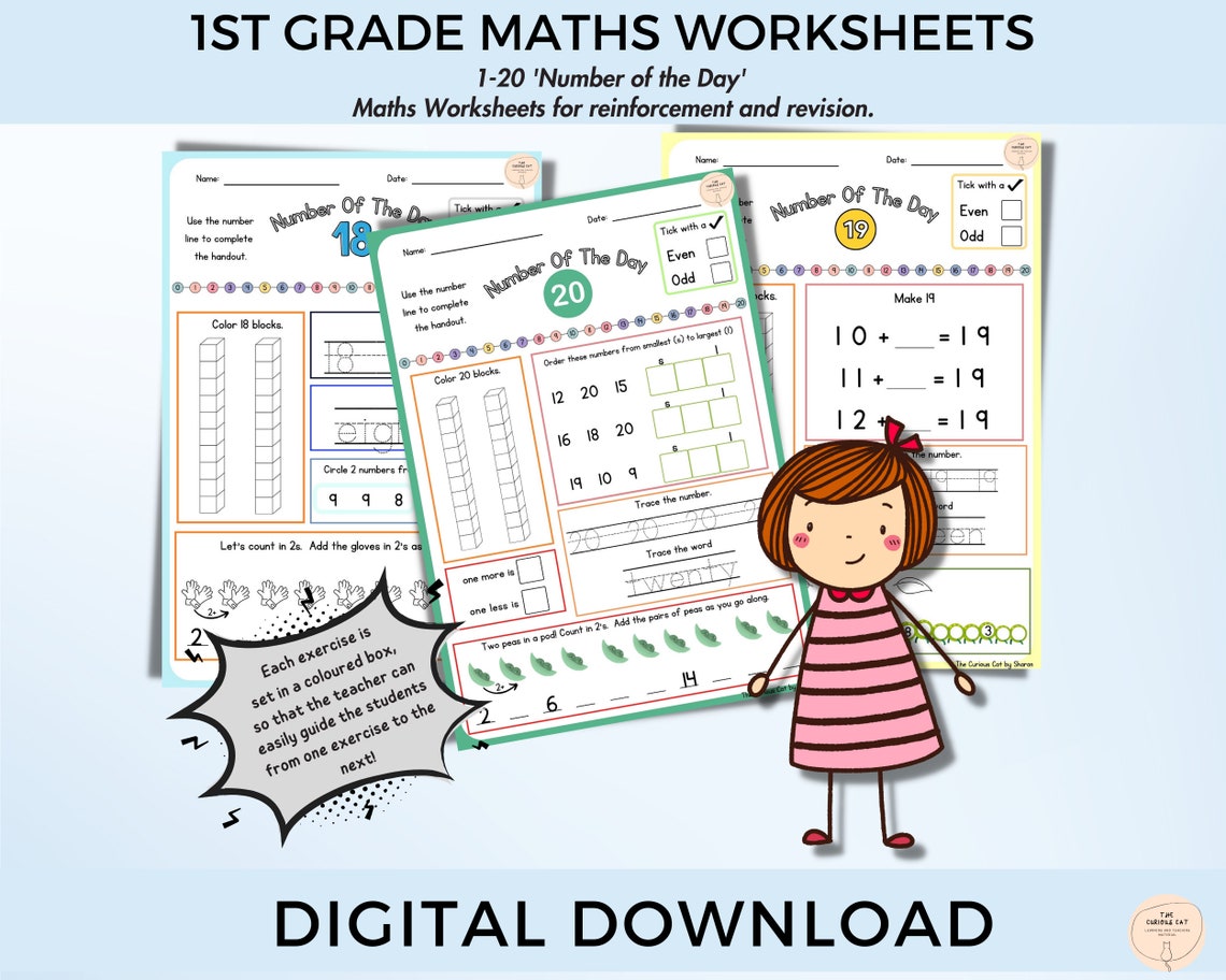 Maths Worksheets 1st Grade Printouts, Numbers 1 Till 20 Revision Work ...