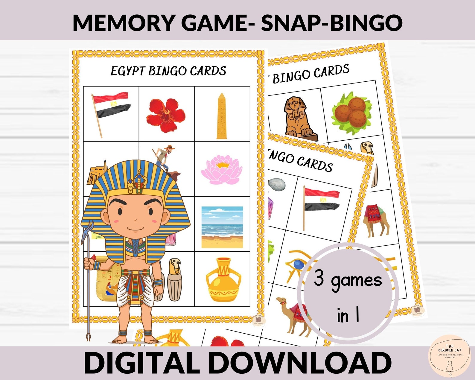 Egyptian-themed Game Set, Kids Printable Games, Ancient Egypt, Bingo ...