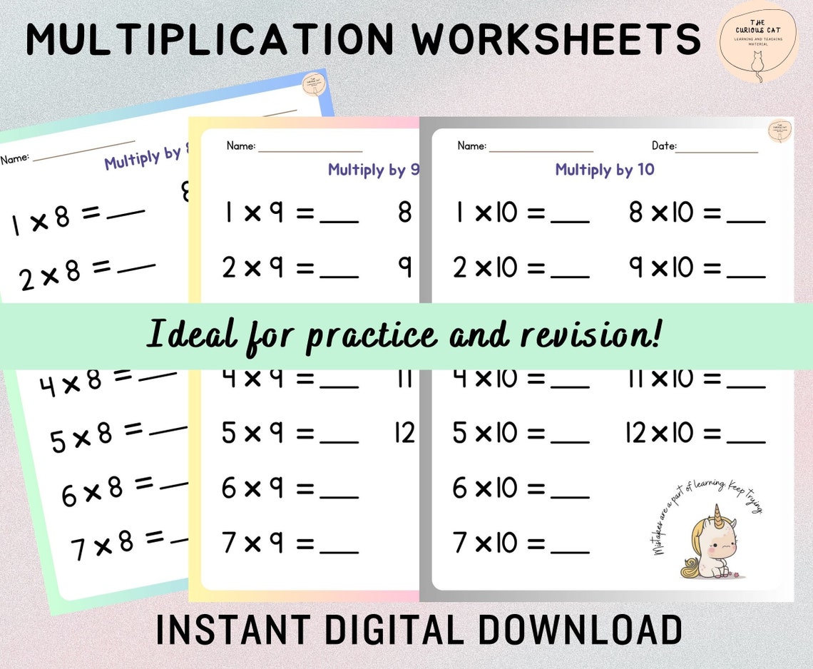 Multiplication Worksheets, Maths Revision, Multiplication Revision ...