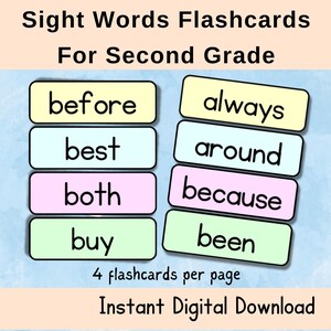 Sight Words Printable Flashcards, 2nd Grade Reading Skills, High ...