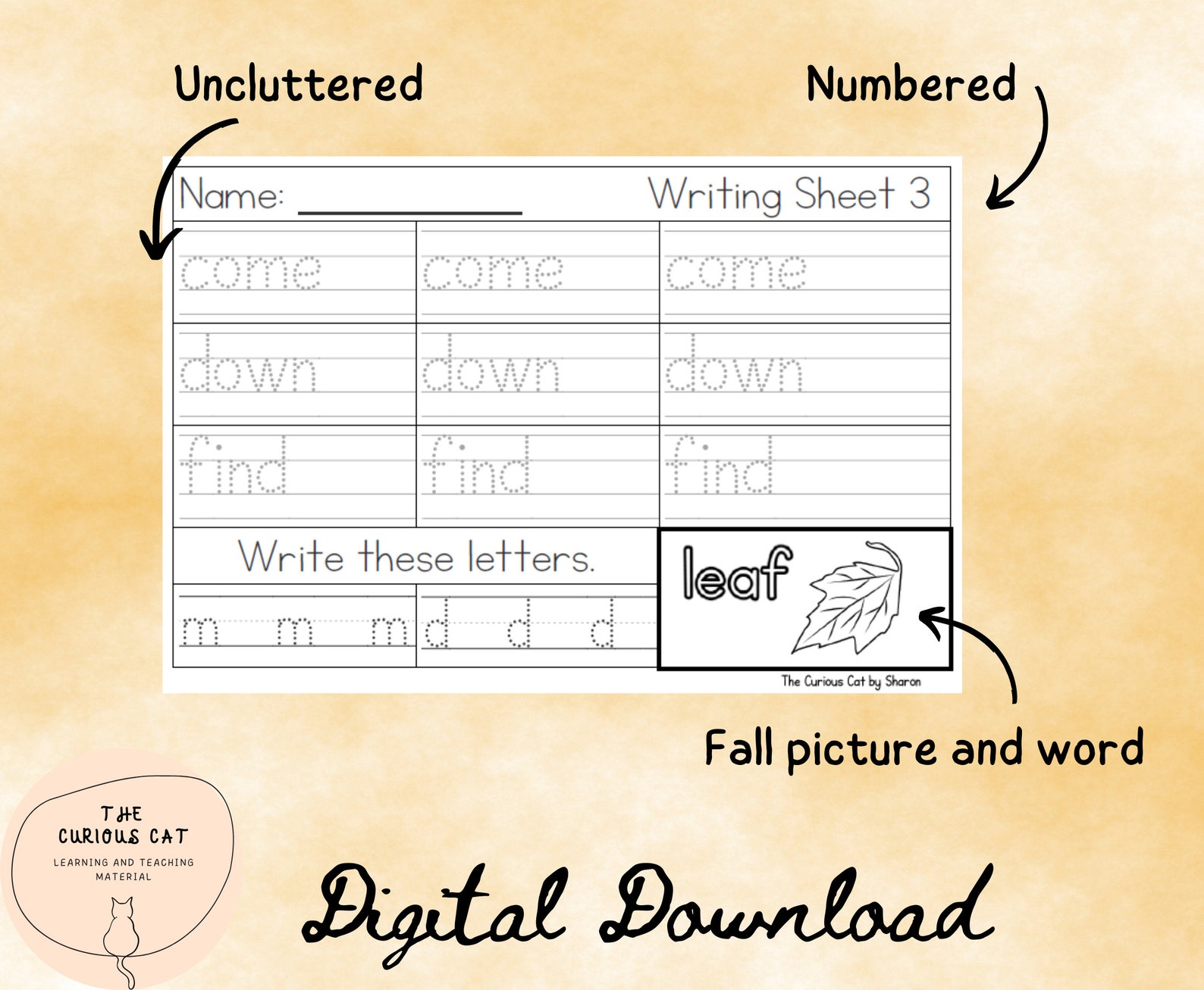 Fall-themed Tracing Sheets| Letter Tracing| Dolch Pre-primer ...