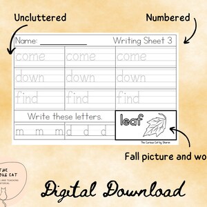 Fall-themed Tracing Sheets| Letter Tracing| Dolch Pre-primer ...