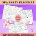 Spa Activity and Coloring Placemat, Slumber Party Idea, Printable Favor ...
