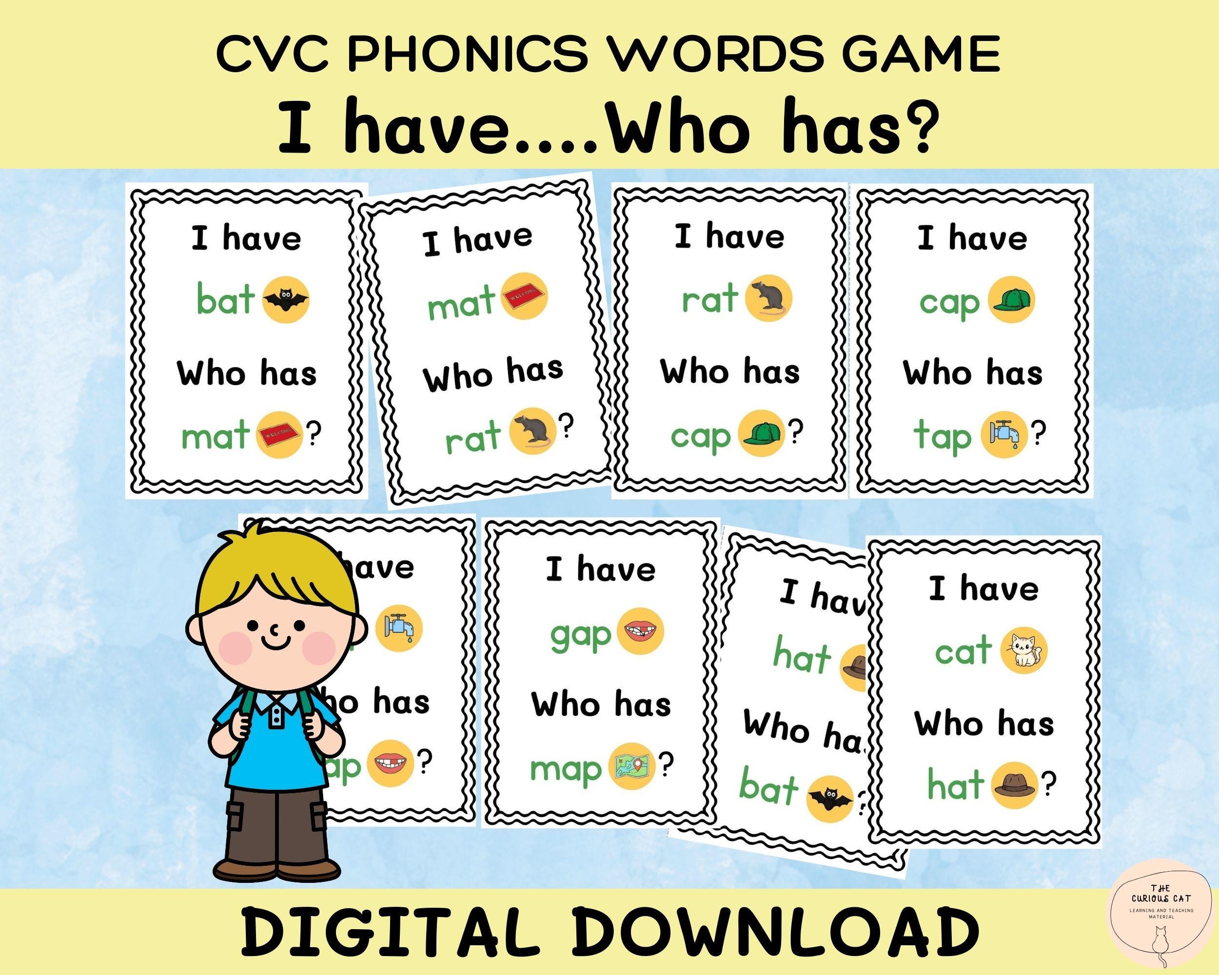 CVC Words Game: 'I Have... Who Has?' Phonics Activity (digital Download ...