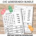 Phonics CVC Worksheets, Word Searches, Preschool Kindergarten Phonics ...