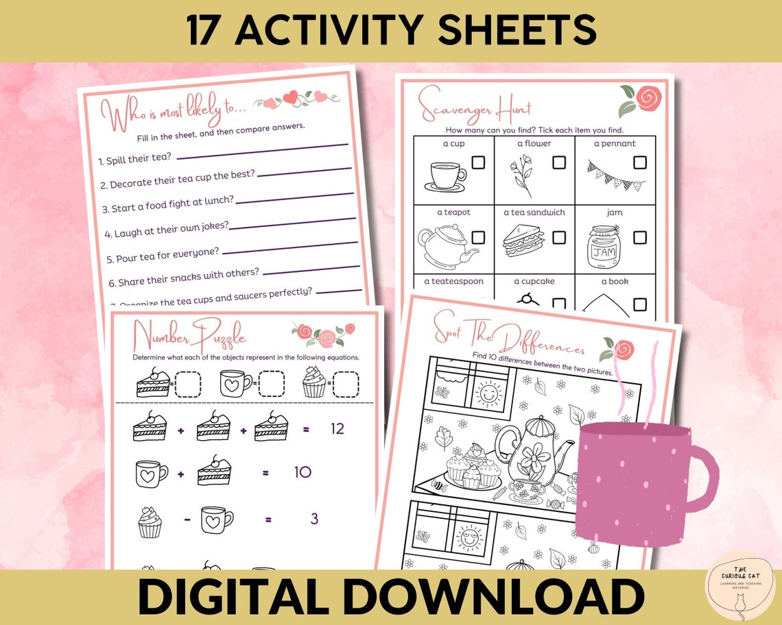35 Tea Party Printable Activities, Bingo Game, Coloring Pages, High Tea ...