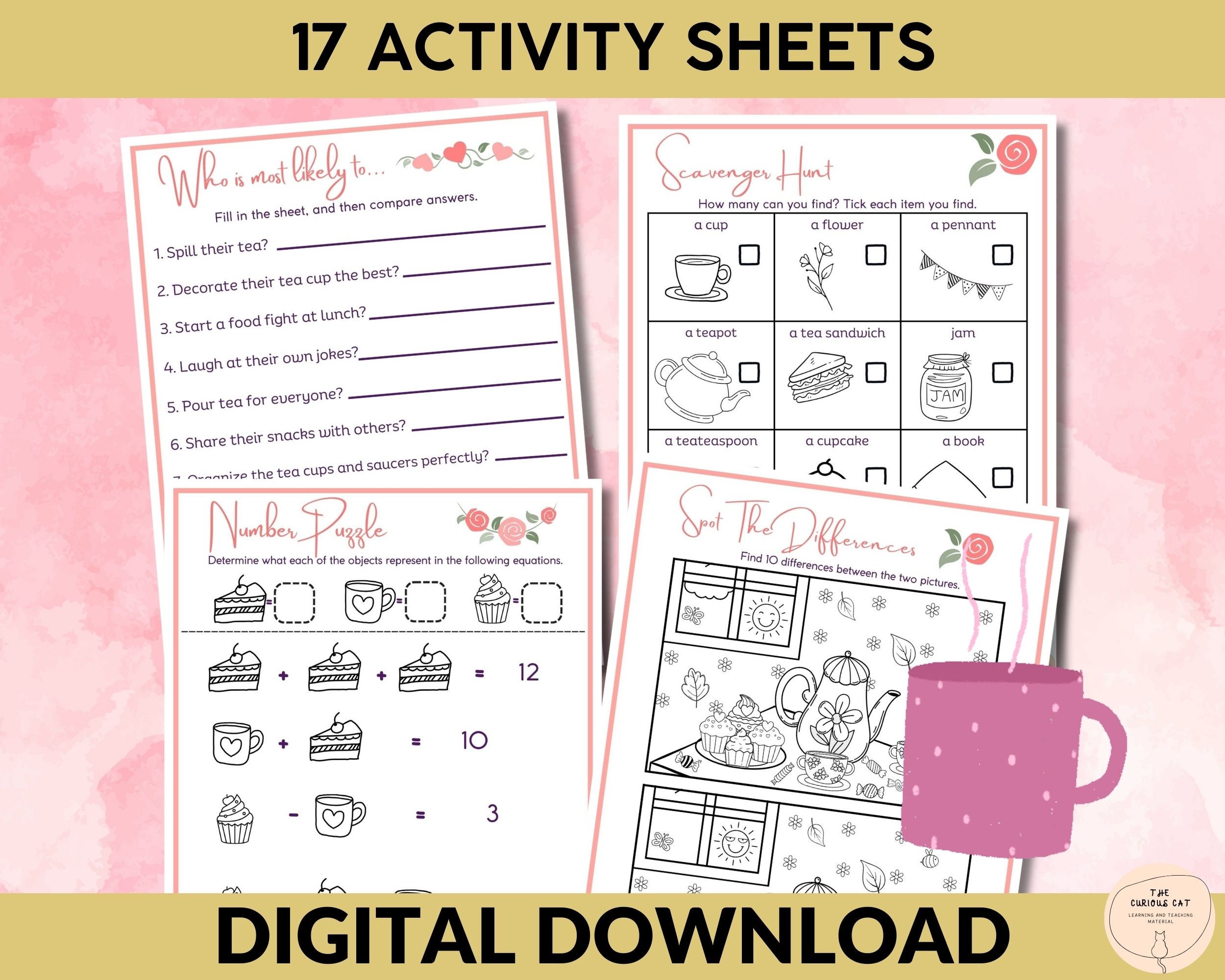 35 Tea Party Printable Activities, Bingo Game, Coloring Pages, High Tea ...