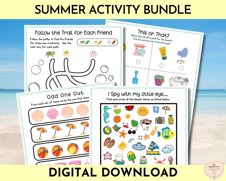 Summer Printable Activity Bundle, Summer Kids Activities, Kids ...