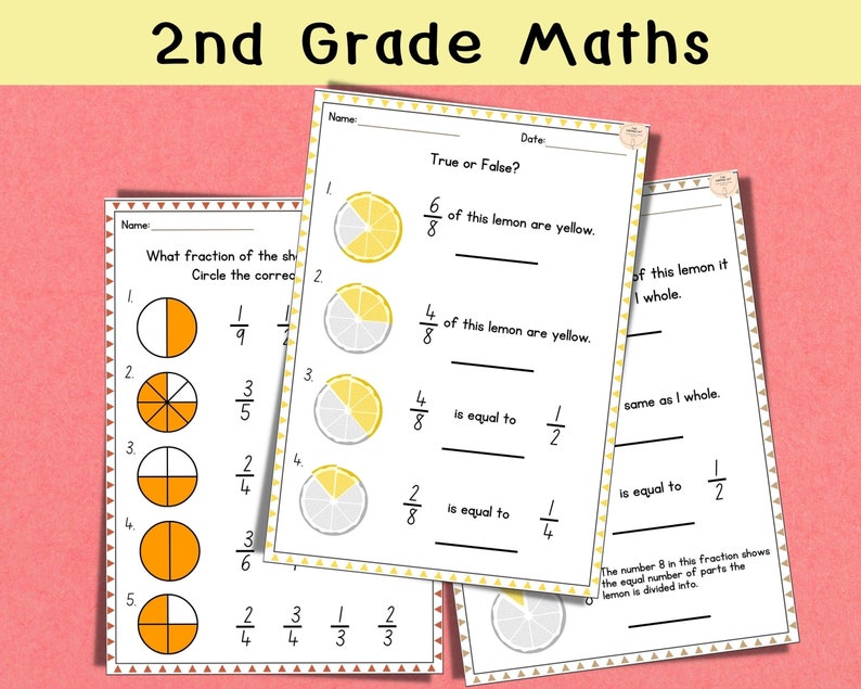 Maths Printables, Maths Worksheets, Fractions Worksheets for 2nd, 3rd ...