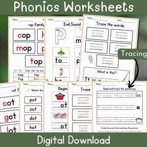 Phonics CVC Words Printable Worksheets for Kindergarten, CVC Word ...