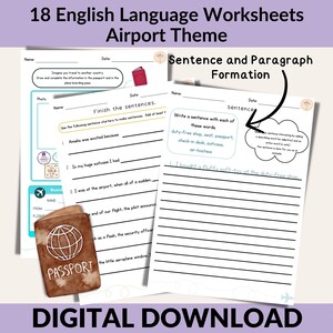 English Language Worksheets, 'at the Airport' Theme Worksheets, 3rd ...
