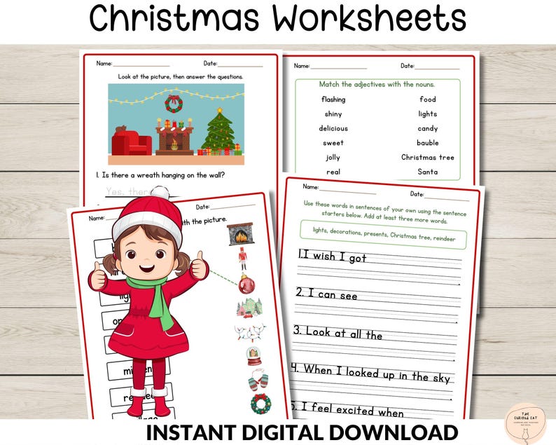 1st & 2nd Grade Language Worksheets, Christmas Vocabulary, Reading ...