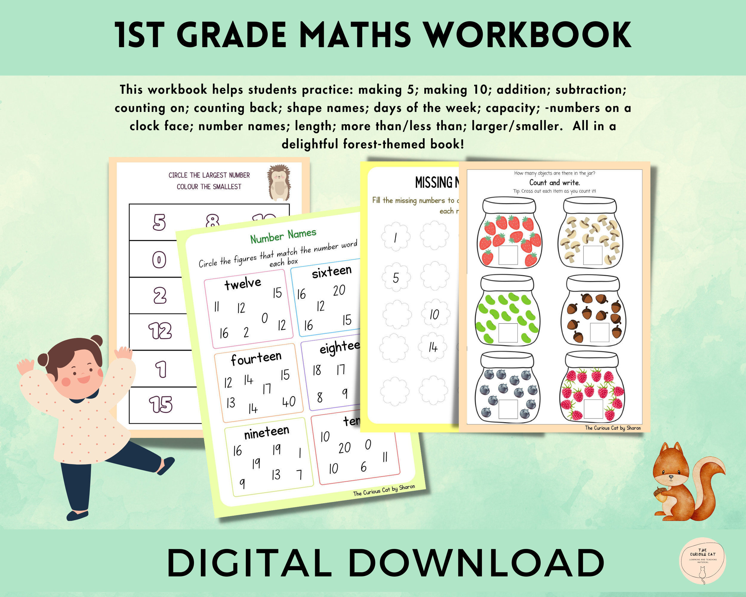 Maths Worksheets for 1st Grade, Maths Workbook, Addition, Subtraction ...
