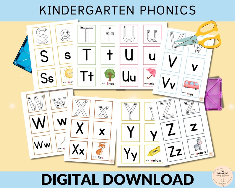 Phonics Alphabet Flashcards, Kindergarten Activity Cards, Magnetic ...