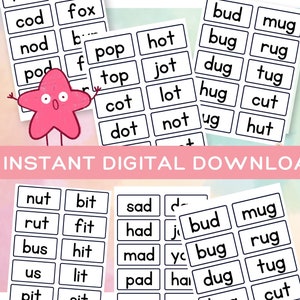 CVC Phonics Flashcards Cvc Word Kindergarten Phonics Phonemic Awareness ...