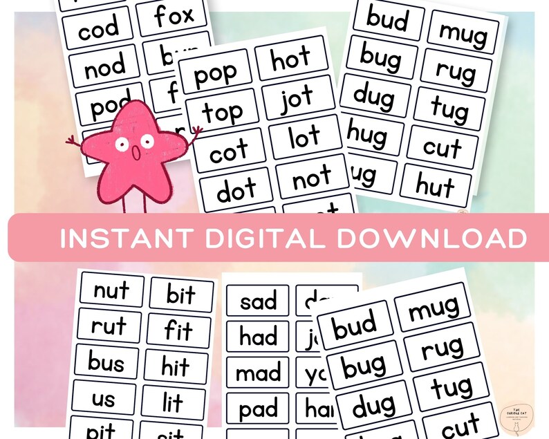 CVC Phonics Flashcards Cvc Word Kindergarten Phonics Phonemic Awareness ...