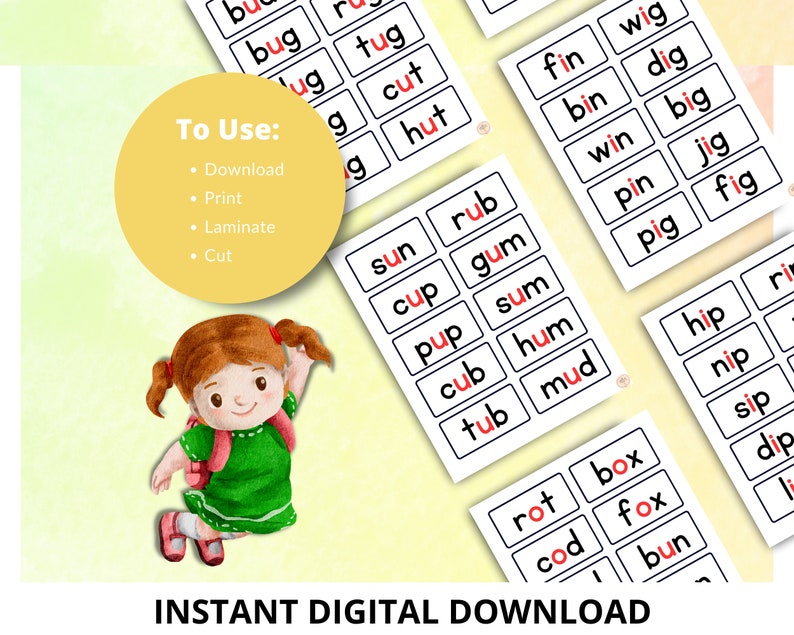 Phonics, CVC Word Flashcards, Consonant Vowel Consonant, Spelling & Reading Phonics Activity ...