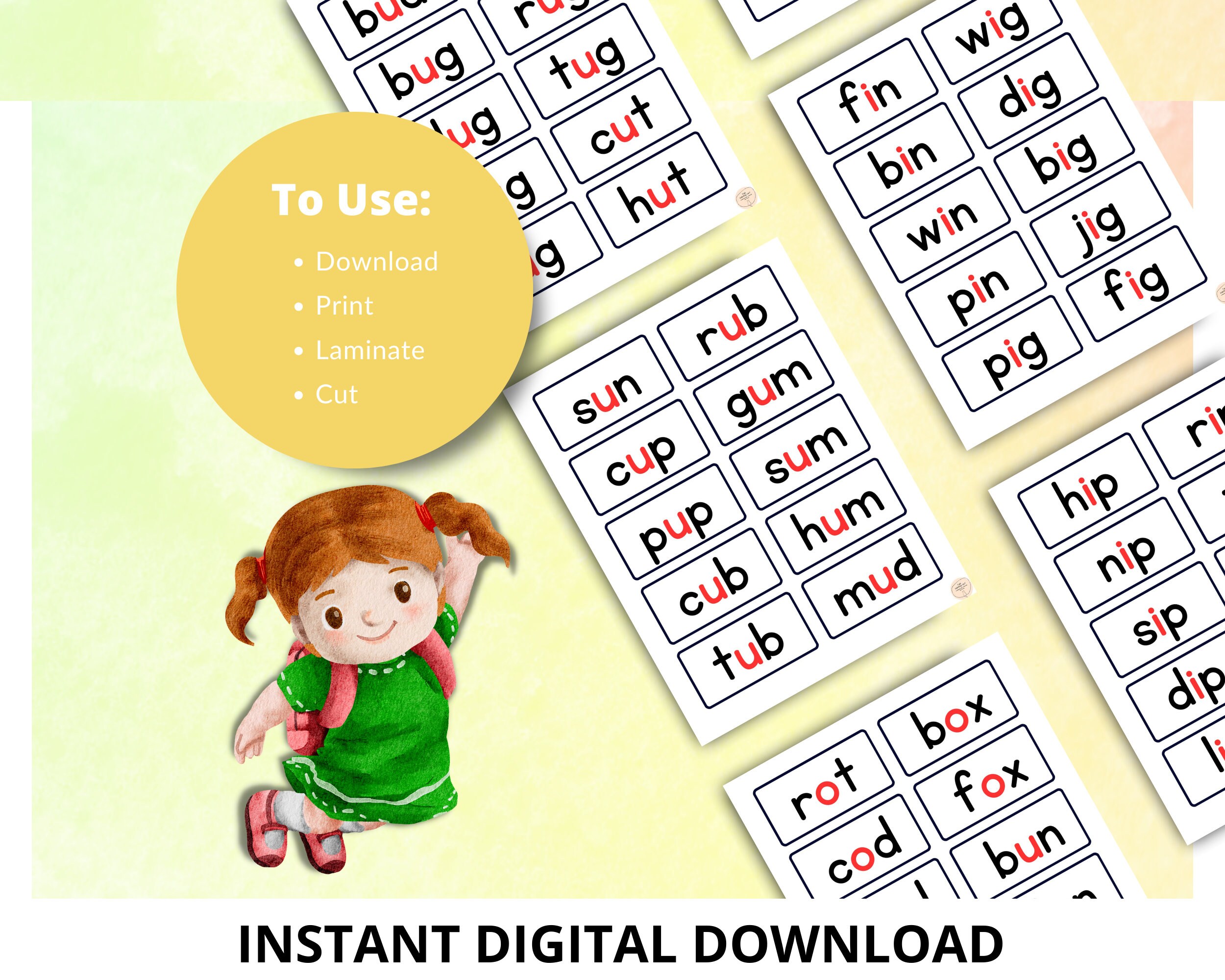Phonics, CVC Word Flashcards, Consonant Vowel Consonant, Spelling ...