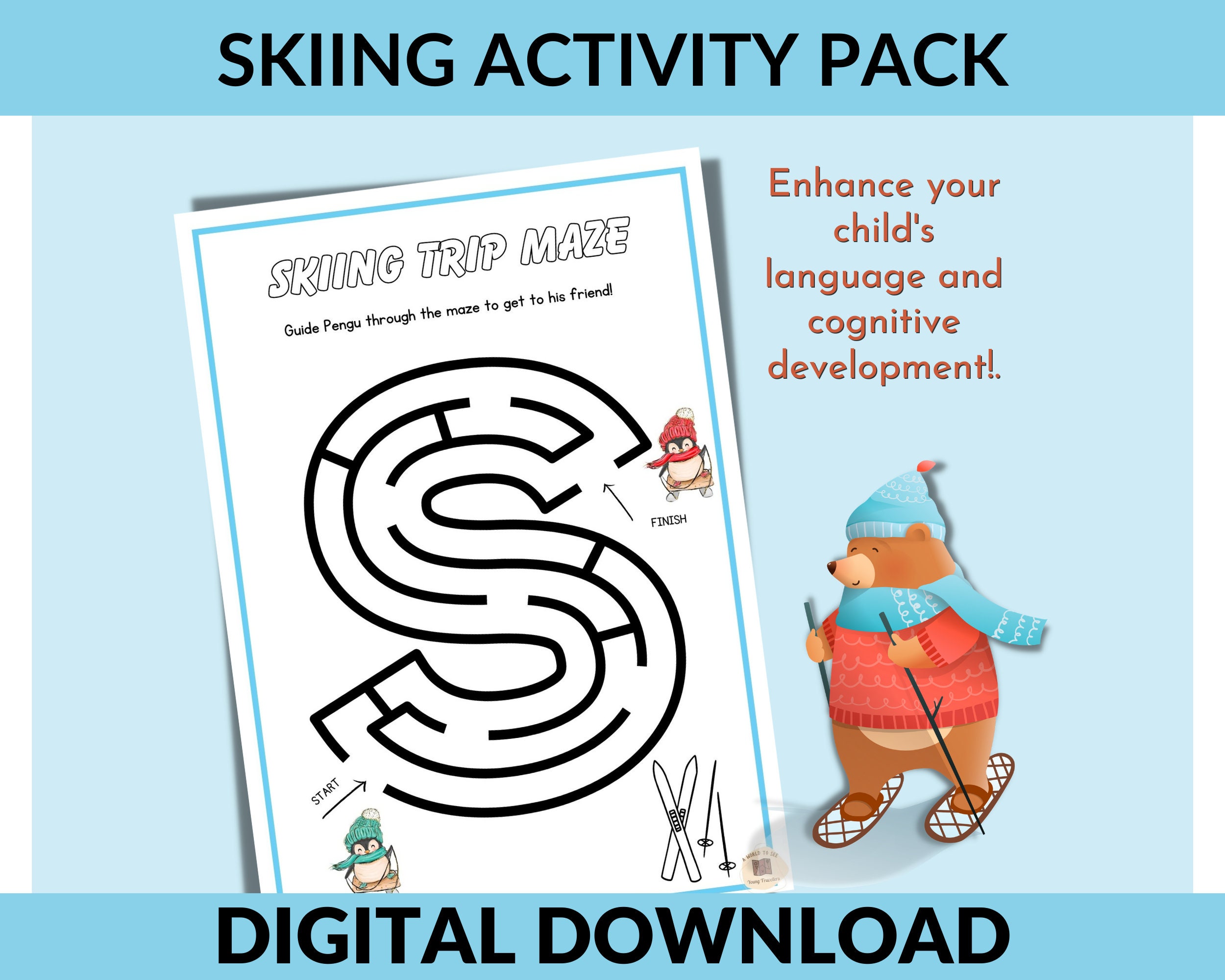 Kindergarten Worksheets, Winter Activities, Skiing Trip Activity Pack ...