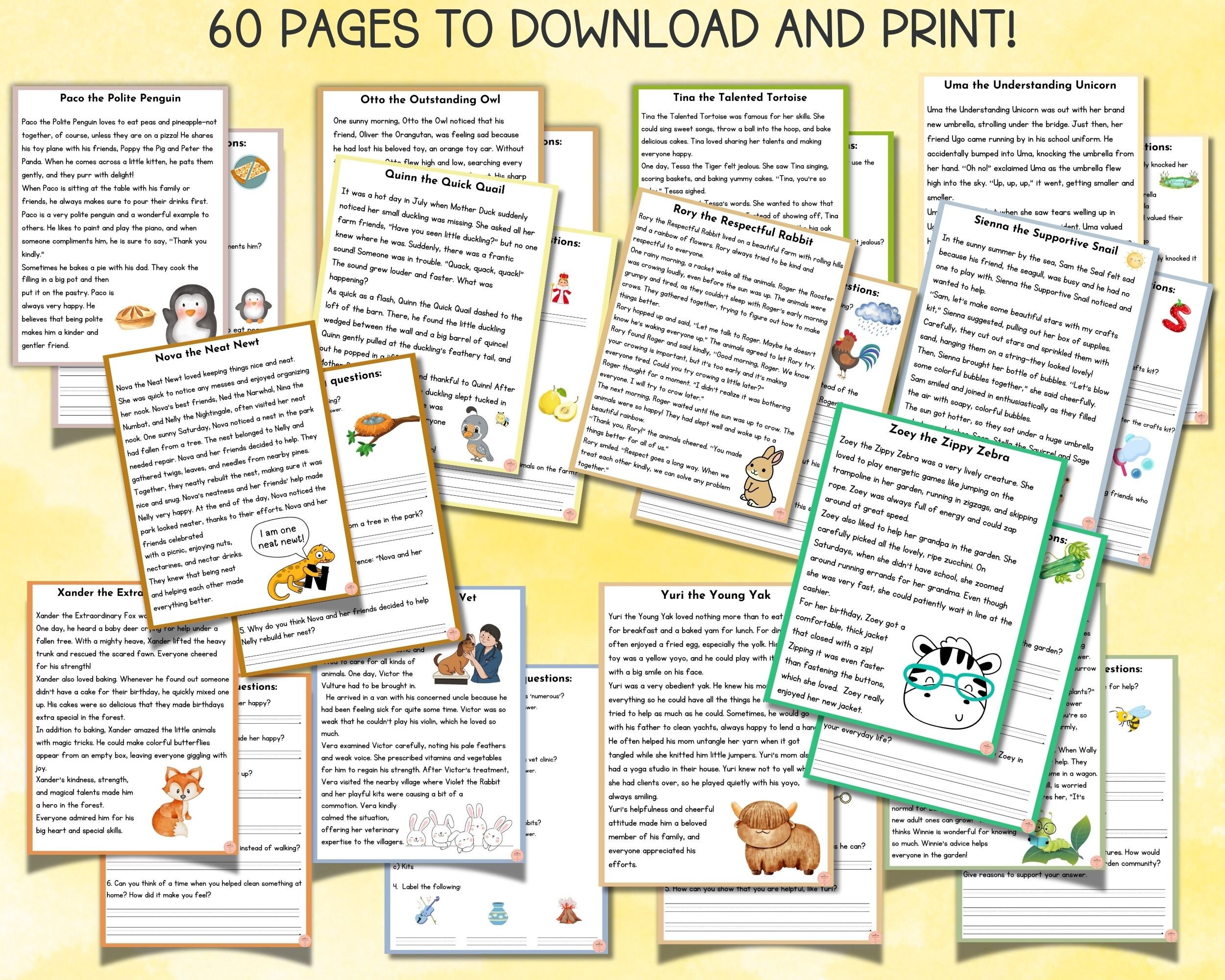 2nd-3rd Grade Reading Comprehensions Bundle | Writing Frames Printables ...