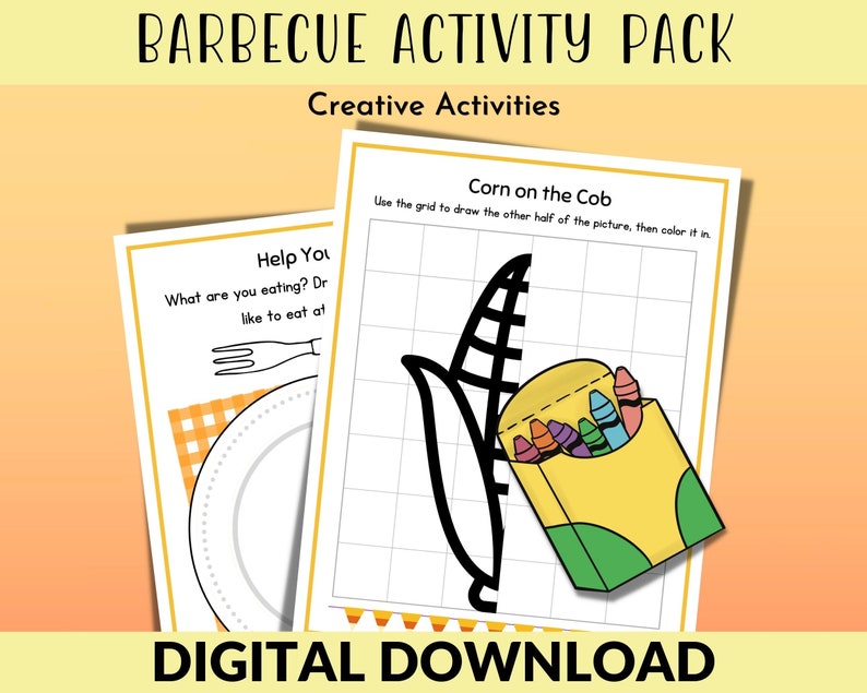 Barbecue Party Activity Pack for Young Children, Kindergarten Cookout ...