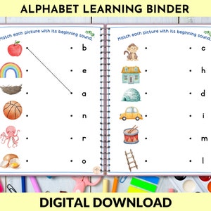 Alphabet Busy Book, ABC Learning Binder With Beginning Sounds for ...