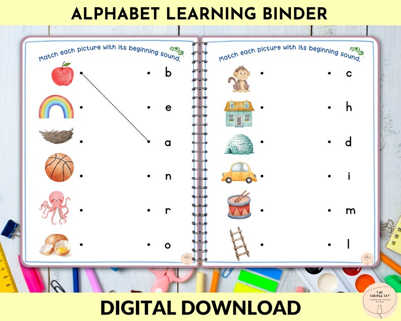 Alphabet Busy Book, ABC Learning Binder With Beginning Sounds for ...
