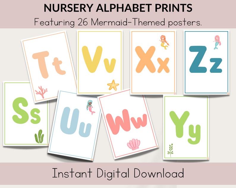 Alphabet Posters, Nursery Decor, Educational Wall Art Printable, ABC ...