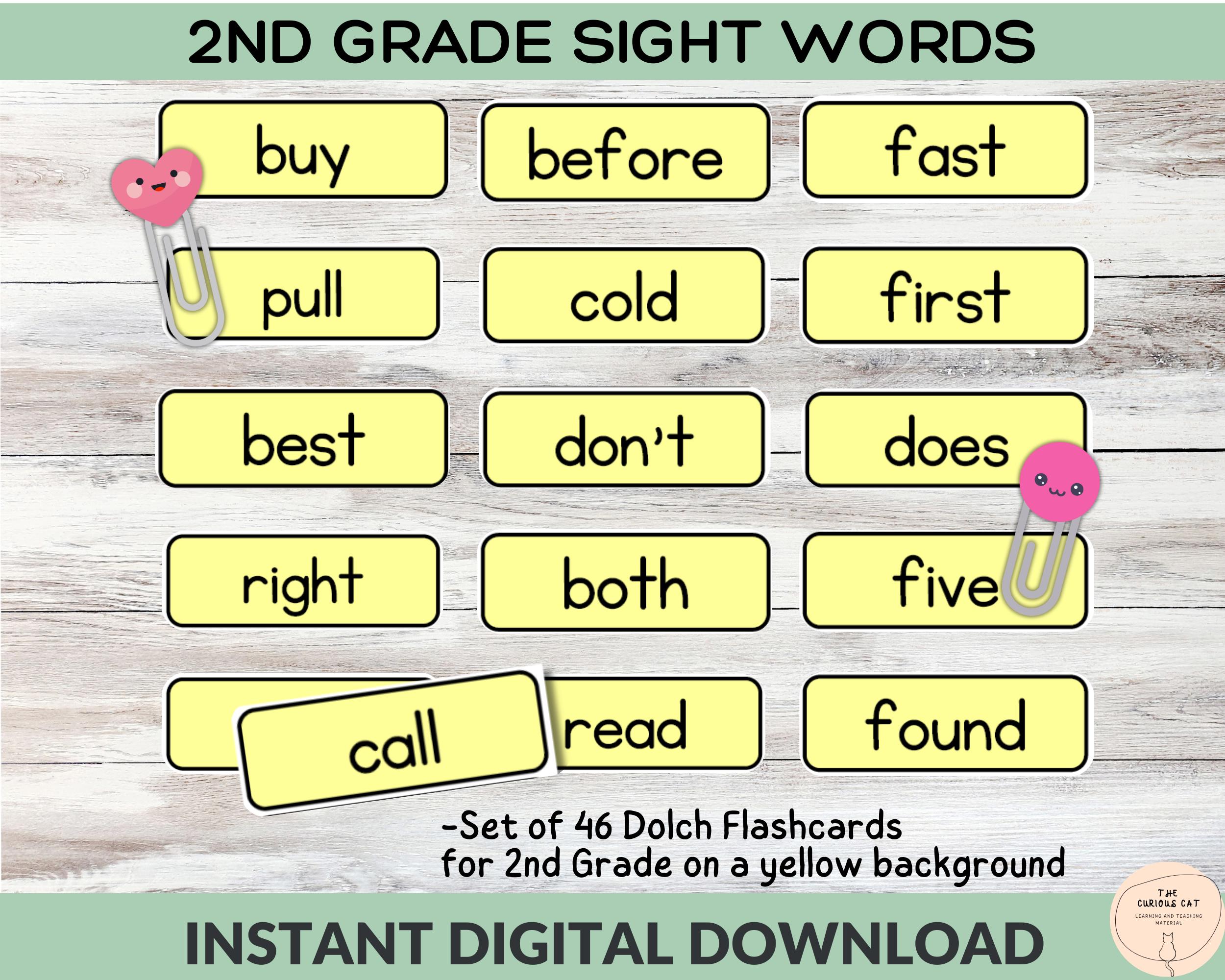 2nd Grade Sight Words, Dolch Sight Words Flashcards, Wordlists ...